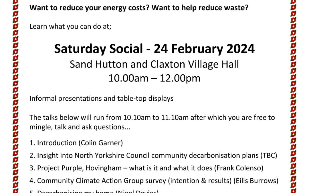 News & Events - Sand Hutton & Claxton Village Hall