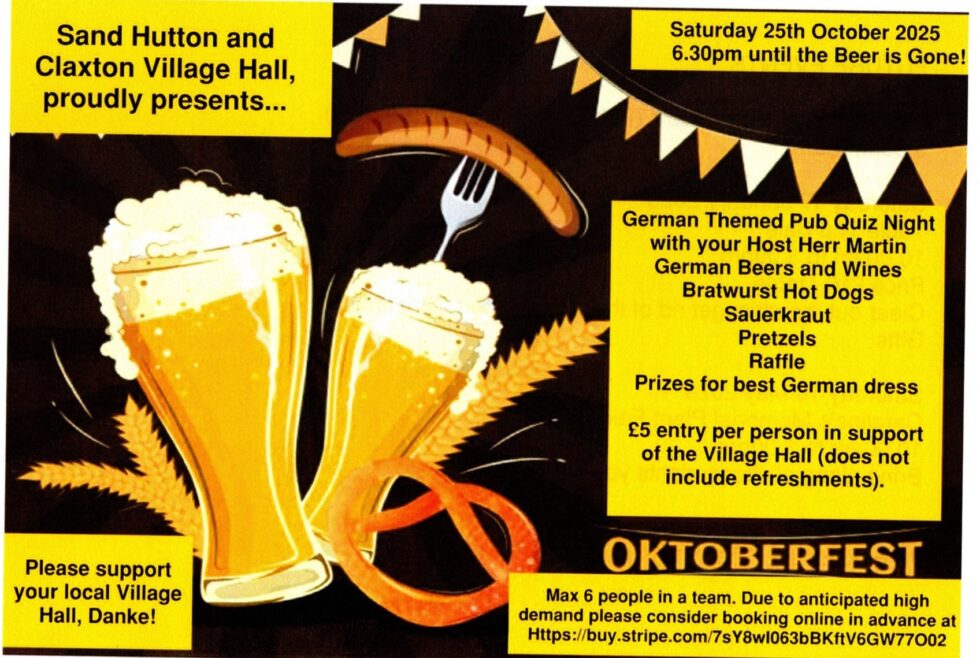 German Pub Quiz and Oktober Bier Fest Event - Sand Hutton & Claxton ...